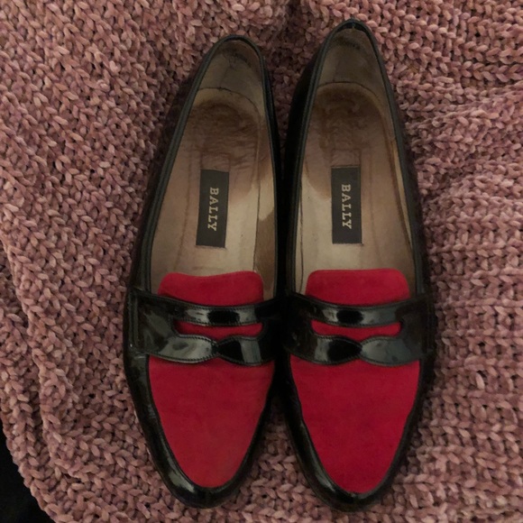 Bally | Shoes | Bally Red Black Patent Leather Penny Loafer Vtg | Poshmark